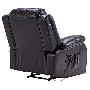 ZYJBM Electric Lift Function Recliner Massage Chair Dual Motor Dark Brown Comfortable&Durable Fabric PU Easy Adjustment