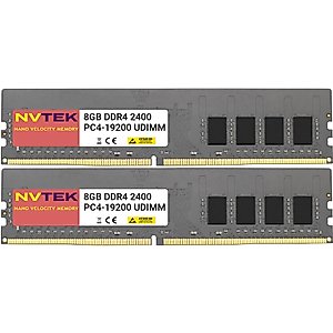 NVTEK 16GB (2X8GB) DDR4 2400MHZ PC4-19200 UDIMM 1Rx8 1.2V 288-PIN Non-ECC Unbuffered Desktop PC Computer Memory KIT