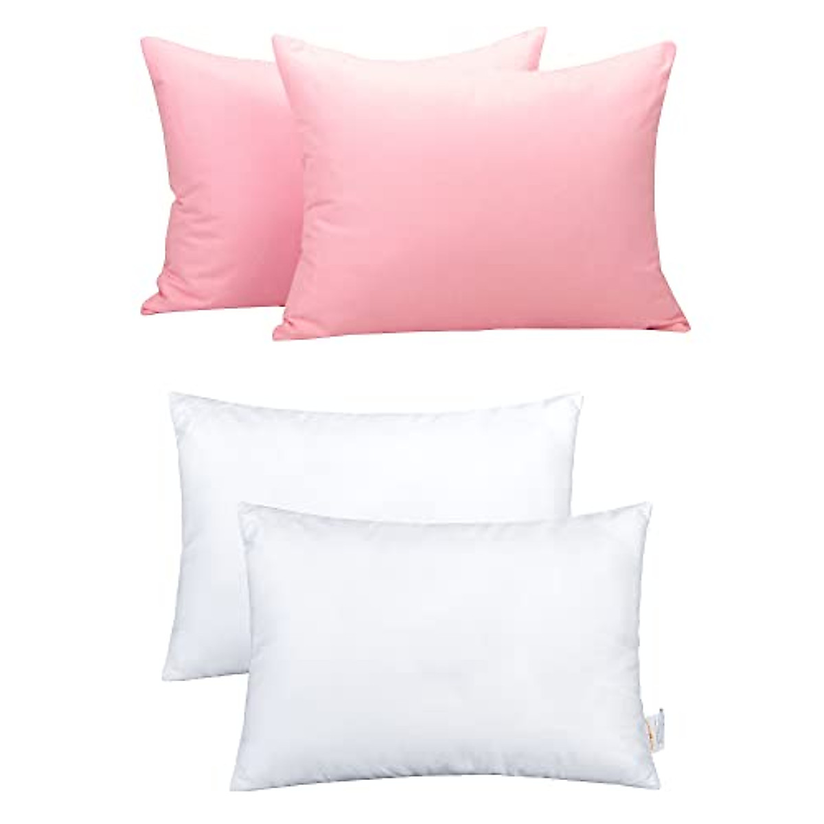 NTBAY 2 Pack Cotton 13" x18" Pillows with Toddler Microfiber Pillowcases, Soft Kids Crib Pillows for Sleeping with Zippered Baby Travel Pillow Cases in Daycare Preschool, Pink