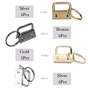 SETROVIC Key Fob Hardware Keychain Hardware Set Includes 1" 4 Color Keychain Hardware with key Rings 24 pcs and Key Fob Glass Running Pliers