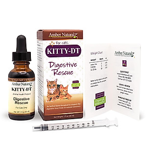 AMBER NATURALZ Kitty-DT Digestive Rescue Herbal Supplement for Cats | Feline Herbal Supplement for Occasional Upset and Digestive Support | 1 Fluid Ounce Glass Bottle | Manufactured in The USA