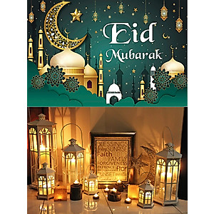 Ramadan Backdrop Decorations Eid Mubarak Banner Ramadan Photo Background for Home Indoor Outdoor Ramadan Party Decorations Supplies 70.8 x 47.2 Inch (Green)
