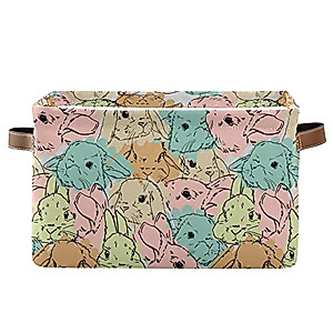 ALAZA Watercolor Bunny Rabbit Foldable Storage Box Storage Basket Organizer Bins with Handles for Shelf Closet Living Room Bedroom Home Office 2 Pack