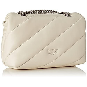Pinko CROSSBODY BAG IN WHITE PUFF LEATHER WITH LOGO AND SILVER CHAIN ​​ADJUSTABLE SHOULDER STRAP 100039A0F2