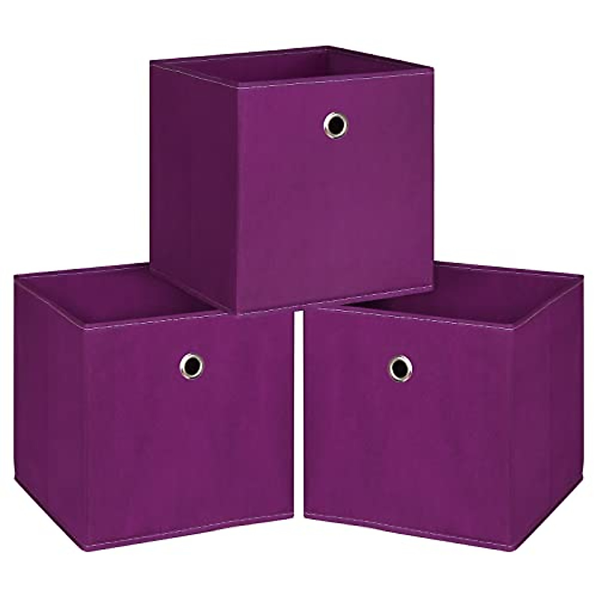 NieEnjoy Foldable Storage Cubes Bins ,11 Inch Cloth Storage Cube Fabric Storage Box Cubes Organizer Baskets with Dual Handles for Home Organizer Set of 3 (Purple)