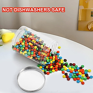 Tebery 16 Pack Clear Plastic Jars Bottles Containers with Silver Ribbed Lids 20oz Straight Cylinders Storage Canisters for Food & Home Storage