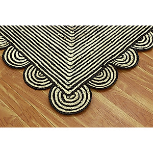 CASAVANI Collection Square Area Rug - 10x10 Feet Black Braided Jute Rug Geometric Kilim Rug Indoor Outdoor Use Carpet Flatweave Rugs for Bedroom Bedside Custom Mat Dining Table Mat