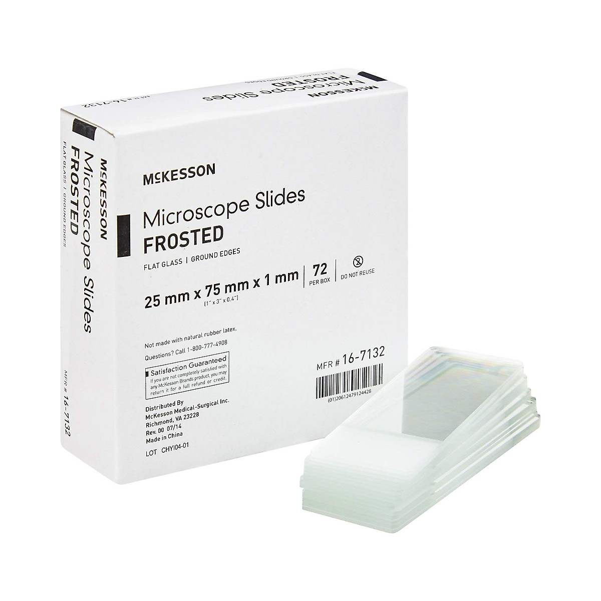 McKesson 16-7132 Microscope Slide 1 x 3" x 1 mm Frosted End (Pack of 72)