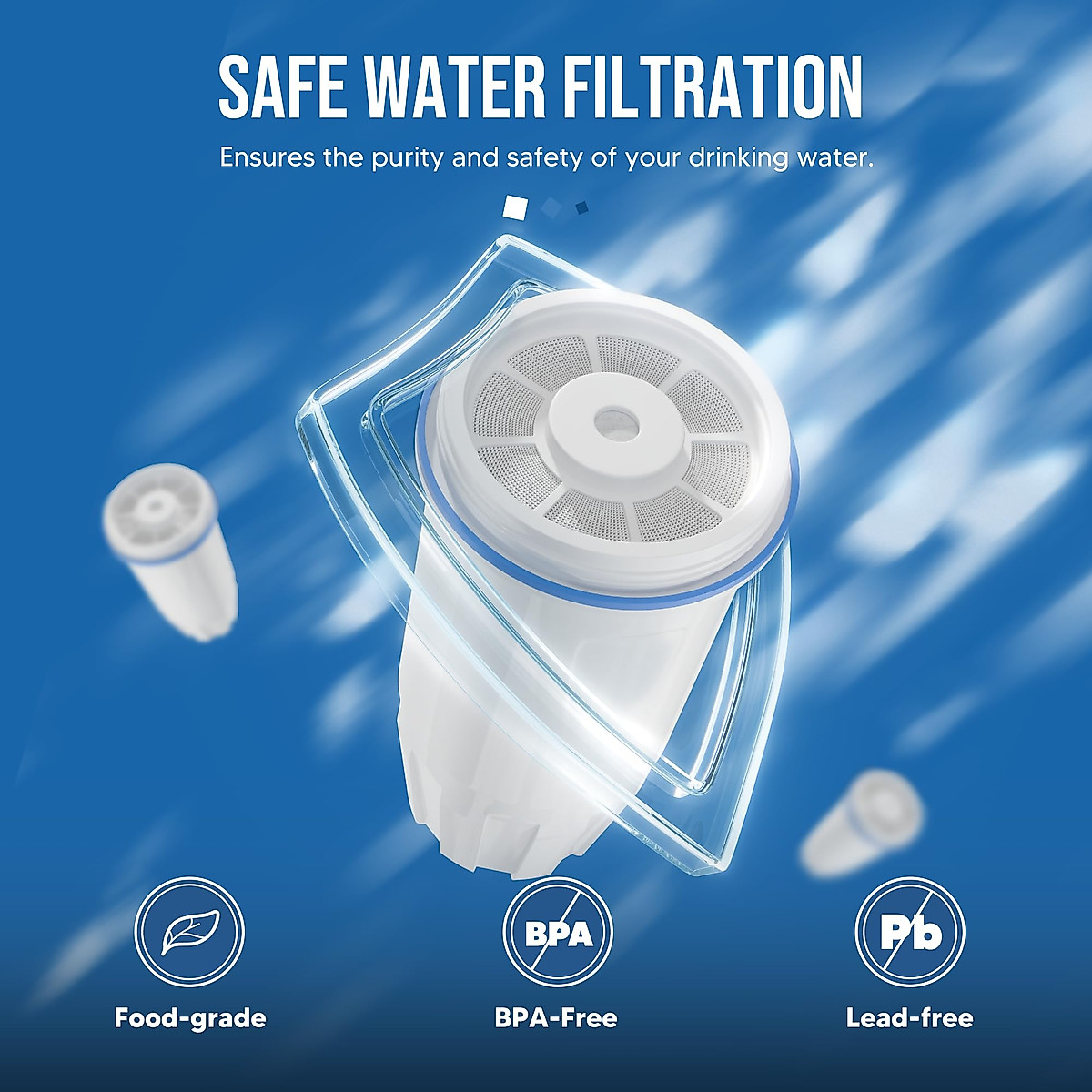 Water Filter Replacement Compatible with Zero Pitcher and Dispenser ZR-001 ZR-004 ZP-006 ZR-017, Multilevel Filtration System, Effectively Reduce lead, Chromium, PFOA and PFOS,Heavy Metals, Pack of 2