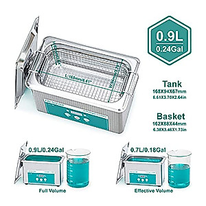 Ultrasonic Cleaner - DYNVIM 900ml Ultrasonic Jewelry Cleaner,Sonic Cleaner,Parts Cleaning Machine with Digital Timer for Cleaning Jewelry,Denture,Parts,Lab,Dental Tool,Eyeglasses,etc.