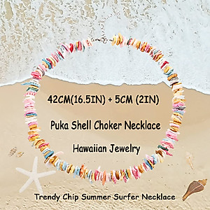 XIMEO Puka Shell Choker Necklace for Women Handmade Hawaiian Seashell Beach Necklace Trendy Chip Summer Surfer Necklace Jewelry