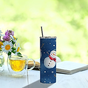 Medpol Christmas Snowman tumbler with lid and straw 20 oz insulated tumbler cups Christmas Snowman insulated travel coffee mugs for women cute sippy cups stainless insulated travel cups