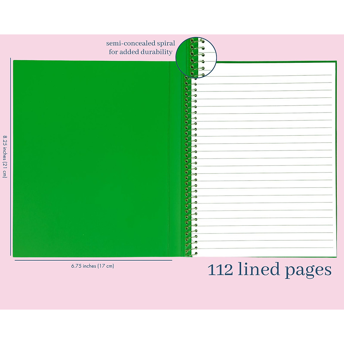 kate spade new york Small Concealed Spiral Notebook, 8.25" x 6.75" Journal Notebook with 112 Lined Pages, Joy Dot