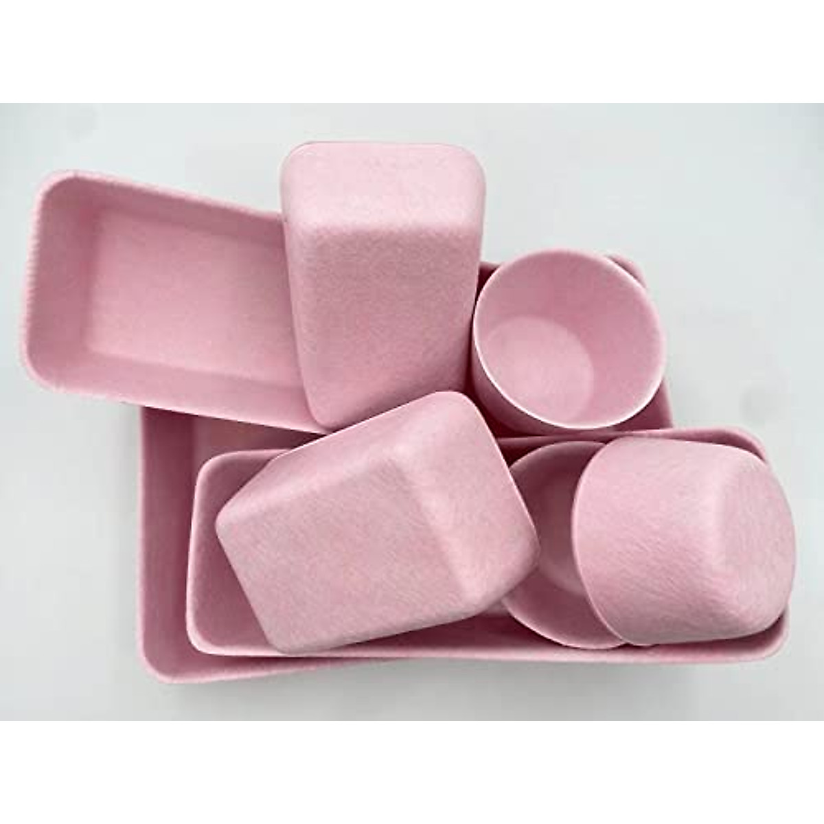 Ruimou Desk Drawer Organizer, felt Drawer Organizers Foldable Drawer Dividers Separators Storage Container for Makeup, Jewelries, Utensils in Bedroom Dresser, Office and Kitchen(8pcs/Set) (Pink)