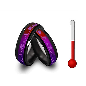Blowin 6mm Romantic ECG Heartbeat Mood Ring Stainless Steel Womens Wedding Band (Her Size 8)