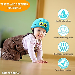 SafeheadBABY Award-Winning Infant Safety Helmet Baby Helmet for Crawling Walking Ultra-Lightweight Baby Head Protector Expandable and Breathable Toddler Head Protection Helmets - Dalmatian Blue