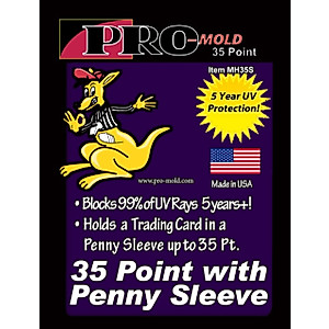 10-Count Pro-Mold 35pt. Magnetic One-Touch Card Holders Holds Sleeved Card USA Made with Cleaning Cloth, Gold