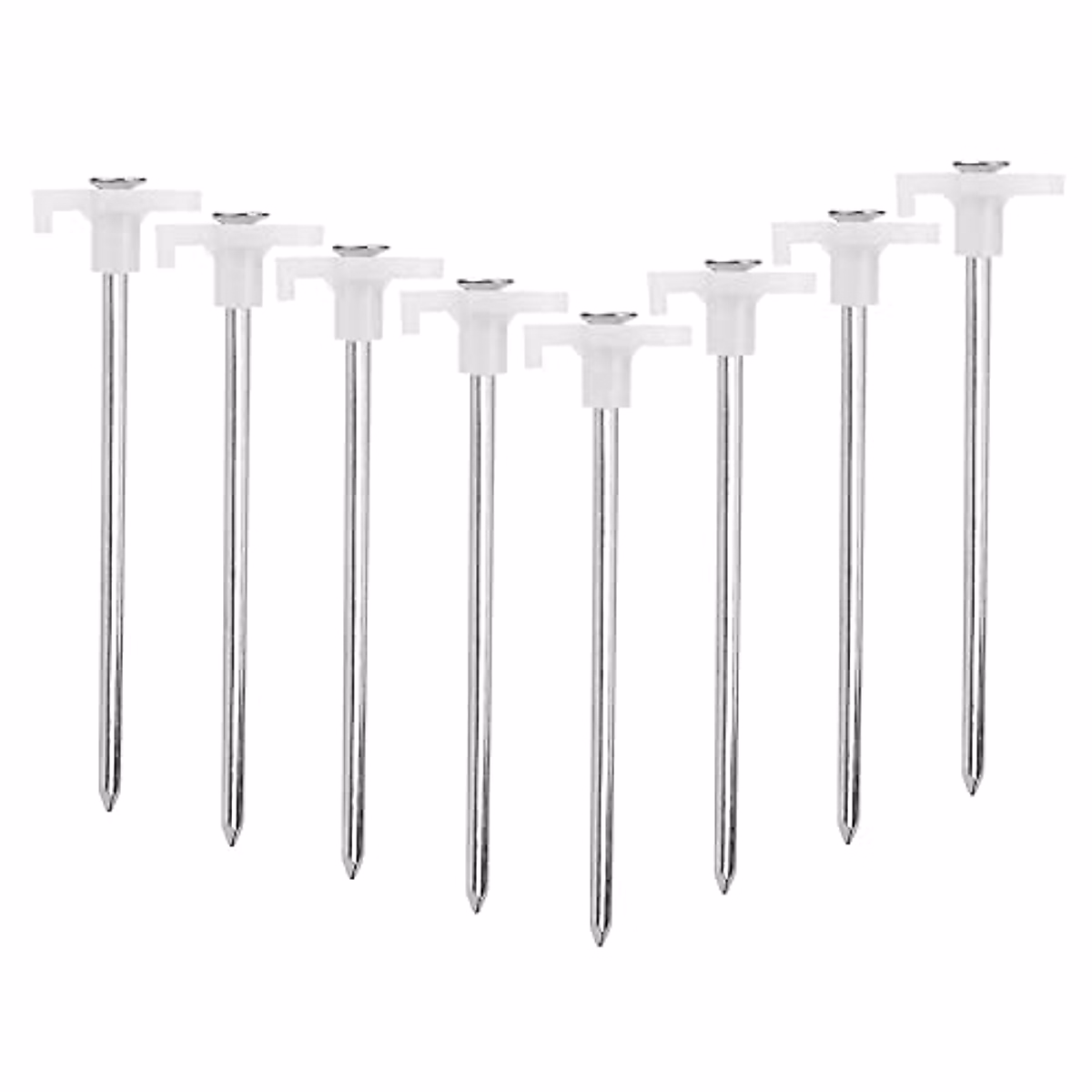 Tent Stakes, Galvanized Steel Pop Up Tent Stakes Pegs with Fluorescent Stopper for Pitching Camping Tents Canopy (White)
