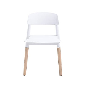 Porthos Home Clyde Dining Chairs Set of 4 with Waterproof and Stain-Resistant PP Plastic Back, Seat and Legs with Woody Accents (Space-Saving Stackable Design for Dining Rooms