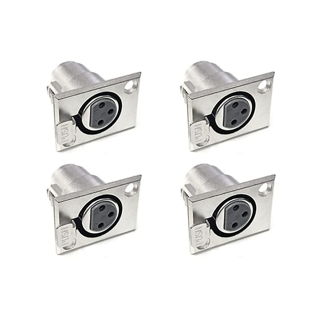 XLR 3-Pin Female Jack Socket Audio Speaker Panel Mount Connector Adapter for Microphone 4pcs