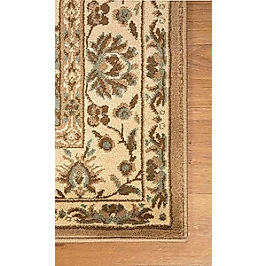 BNM Large Indoor Area Rug, Perfect for Living Room, Entryway, Basement, Bedroom, Kitchen, Office, Oriental Floor Cover, Jute Backing, Floral Medallion Indoor Area Rug, 8' x 10', Beige