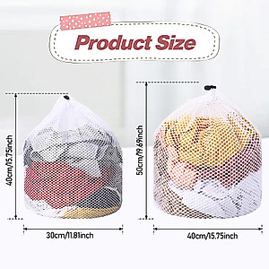2pcs Mesh Laundry Bags for Socks, Machine Washable Drawstring Design Travel Mesh Laundry Wash Bags White Drawstring Garment Bags for Laundry Storage for Home Dorm Hotel Travel Use,12x16inch, 16x20inch