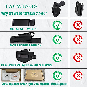 TACWINGS Universal Concealed Carry Gun Holsters for Men/Women,IWB/OWB 380 9mm Holsters for Pistols,Fits Glock 19,17,23,26,43- S&W M&P Shield/ 40/45 /, Similar Handguns
