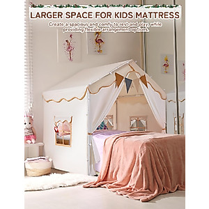 besrey Kids Tent, Kids Playhouse 2 in 1 with Padded Mat and Lights, Large Play Tent with 2 Doors & 4 Windows, Kids Play Tent Indoor & Outdoor, Christmas Toddler Tent for Kids, 51" x35" x 51"