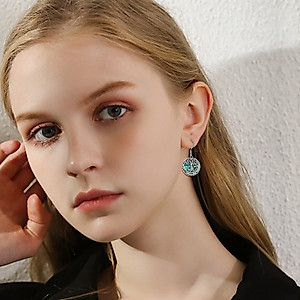 Tree of Life Earrings Sterling Silver Celtic Tree of Life Abalone Shell Dangle Drop Earrings for Women Jewelry