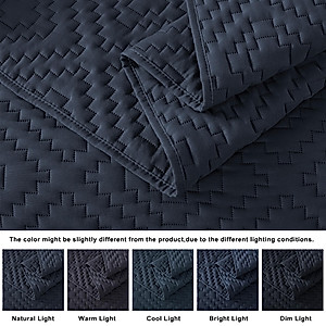 R.SHARE Oversized California King Size Quilt Bedding Sets with Pillow Shams, Navy Blue Cal King Lightweight Soft Bedspread Coverlet for All Season, 118x106 inches