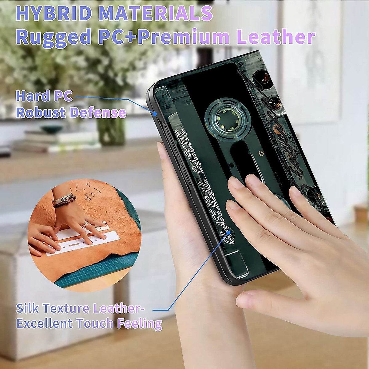 for Microsoft Surface Duo Case 8.1"(Not Fit Duo2) with Retro Classical Cassette Theme Design, RYUITHDJP for Microsoft Surface Duo Phone Case Stylish Shockproof Cover