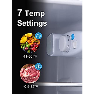 KRIB BLING Refrigerator with Freezer, 3.5 Cu.Ft Mini Fridge,Lock Fresh,7 Level Adjustable Thermostat ct for Dorm, Bar, Office,Kitchen, Bedroom,Black