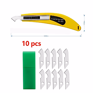 Acrylic Plexiglass Sheet Cutter Scoring Knife Tool,With a Curved Handle,It Is More Convenient To Use.One handle,11 blades.(Yellow)