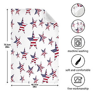 Kigai USA Flag Stars Kitchen Towels, 18 x 28 Inch Super Soft and Absorbent Dish Cloths for Washing Dishes, 4 Pack Reusable Multi-Purpose Microfiber Hand Towels for Kitchen