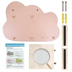 QILUCKY Magnetic Wall Shelf with Space for 14 Figures for Starter Children to Play and Collect(Clouds - Pink)