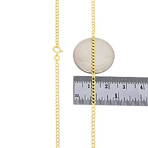 Nuragold 10k Yellow Gold 2mm Cuban Curb Link Chain Pendant Necklace, Womens Mens Jewelry 16" 18" 20" 22" 24" 26"