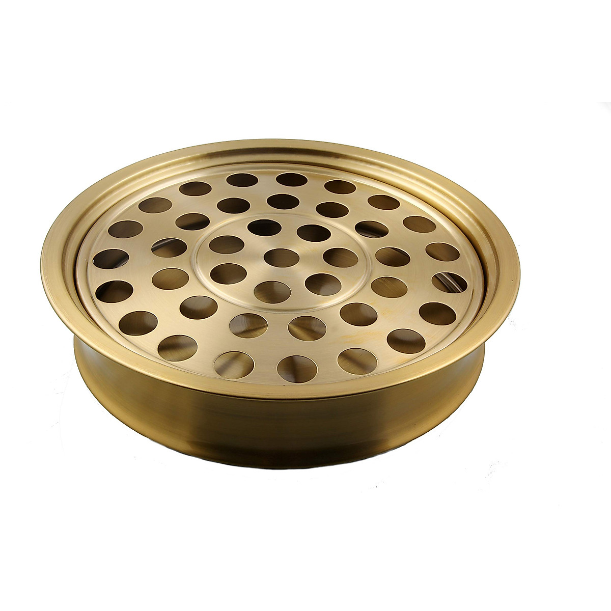 Communion Ware 3 Holy Wine Serving Trays with A Lid & 2 Stacking Bread Plates with A Lid - Stainless Steel (Brass/Gold)