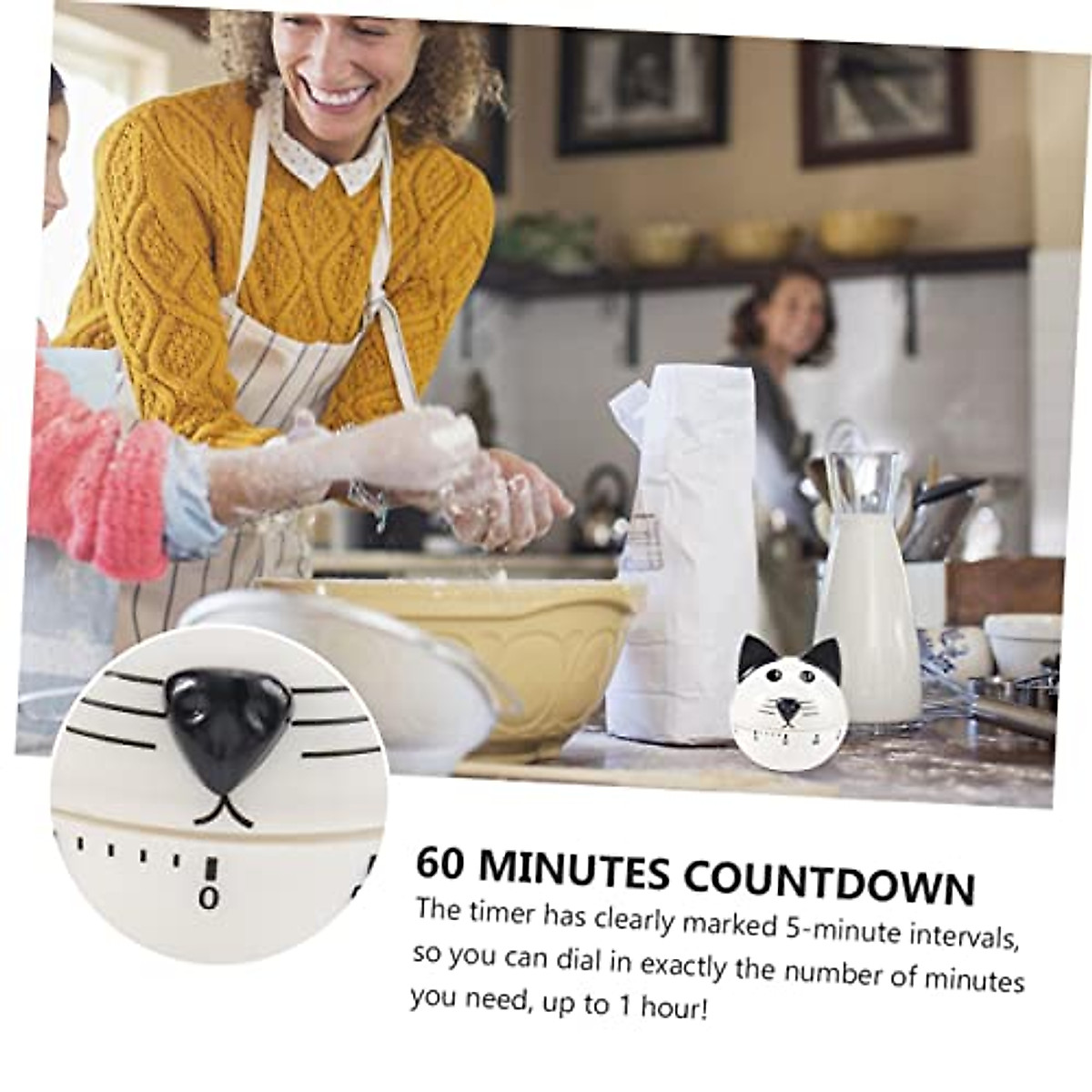 1pc Kitchen Timer Silent Timer Mechanical Timer Timers for Animal Timer Cat Kitchen Timer Loud Alarm Clock Practical Timer Adorable Cat Timer Cat Shaped Timer Hourglass Tool