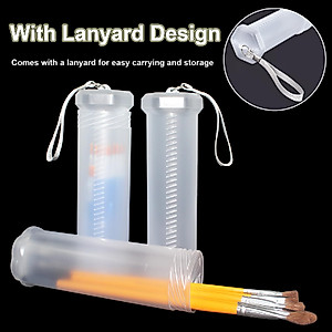 Chistepper 4 Packs Extendable Plastic Brush Case Extra Long Paint Brush Holder Clear Paint Brush Storage Box Long Brush Tube Storage Watercolor Pen Container (4)