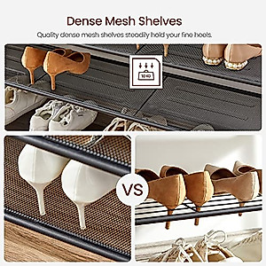 VASAGLE 8 Tier Shoe Rack, Shoe Organizer for Closet, Entryway, 32-40 Pairs of Shoes, Large Shoe Rack Organizer with 7 Metal Mesh Shelves, 11.8 x 39.4 x 59.8 Inches, Rustic Brown and Black ULBS012B01