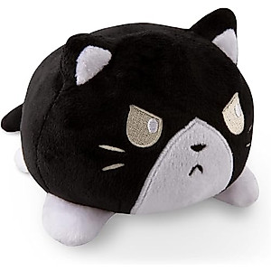 TeeTurtle - The Original Reversible Cat Plushie - Tuxedo - Cute Sensory Fidget Stuffed Animals That Show Your Mood
