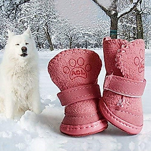 URBEST Dog Shoes with Hook Loop Closure Booties Pet Dog Chihuahua Shoes Boots, 4Pcs (1#, Pink)