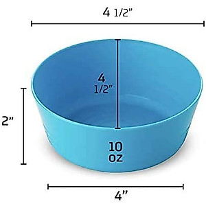 PLASKIDY Plastic Toddler Bowls Set of 6 Kids Bowls 10 Oz - Toddlers Cereal Bowls Microwave Dishwasher Safe BPA Free Brightly Colored Children Snack Bowls Great for Cereal, Soup, Snack, Fruit or Salad