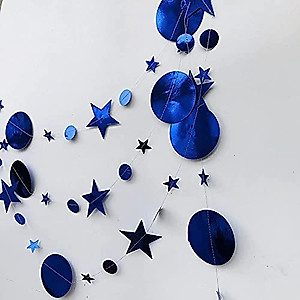 Royal Blue Birthday Party Decorations Star Paper Streamers Circle Garland for Wedding Baby Shower Graduation Hanging Ceiling Wall Window Decorations Hen Party Supplies (Royal Blue, 2 Strings)