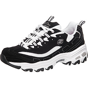 Skechers Sport Women's D'Lites Memory Foam Lace-up Sneaker,Biggest Fan Black/White,6 M US