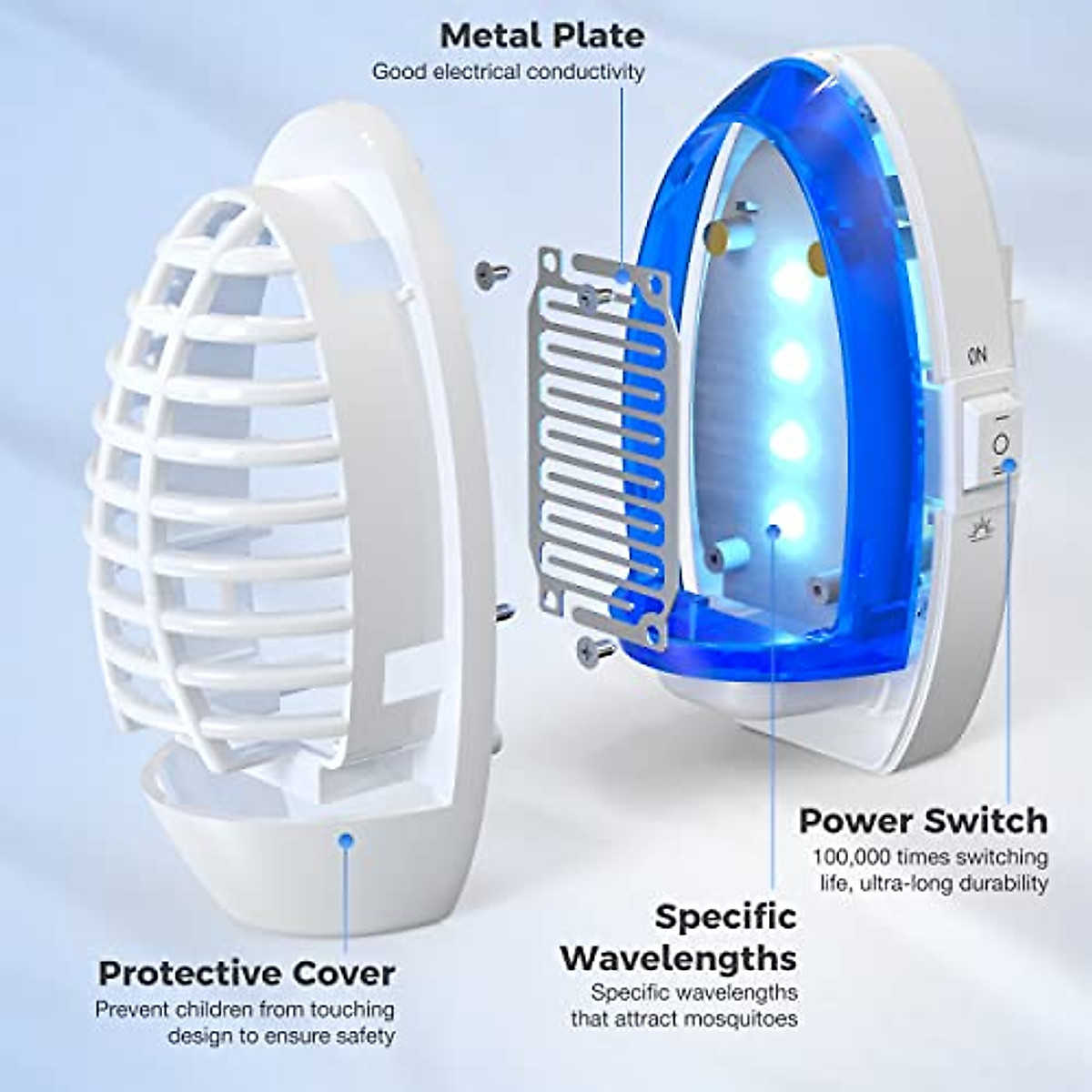 AMZNOONE Bug Zapper Indoor, Electronic Mosquito Zappers, Electric Fly Trap for Living Room, Kitchen, Bed Room, Baby Room, UV LED Light Flies Zappers（3 Packs）