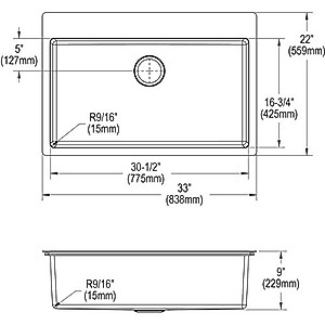 Elkay ECTSRS33229TBG4 Crosstown Single Bowl Dual Mount Stainless Steel Sink Kit
