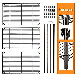 Ymlpre 3 Tier Shelving Unit NSF Wire Shelf Metal Large Storage Shelves Heavy Duty Height Adjustable Commercial Grade Iron Utility Layer Rack Organizer, 23.6x13.8x33.5, 3-Tier 33.5inch