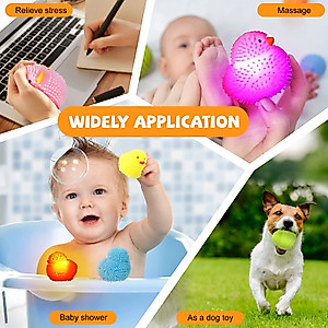 Meanplan 20 Pcs LED Puffer Duck Light up Duck Flashing Rubber Duck Mini Bath Ducks Light up Duck Relieve Toy for Boys Girls for Funky Disco Birthday Party Bathtub Shower Favors, 5 Mixed Colors