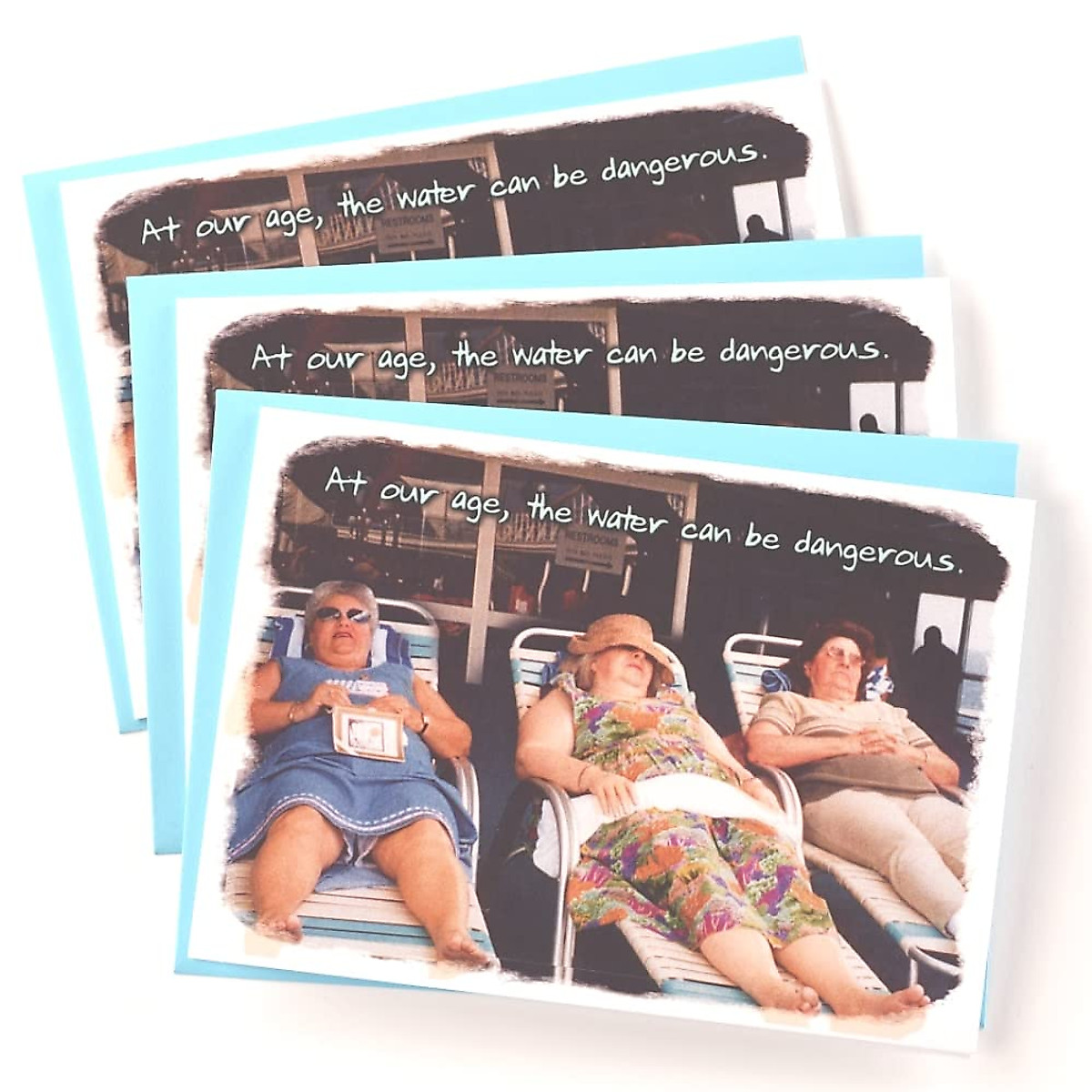 SHADE TREE GREETINGS Funny Women's Birthday Greeting Card (5" x 7") by Actual Pictures | 3 Pack + 3 Envelopes (Lifegaurds)